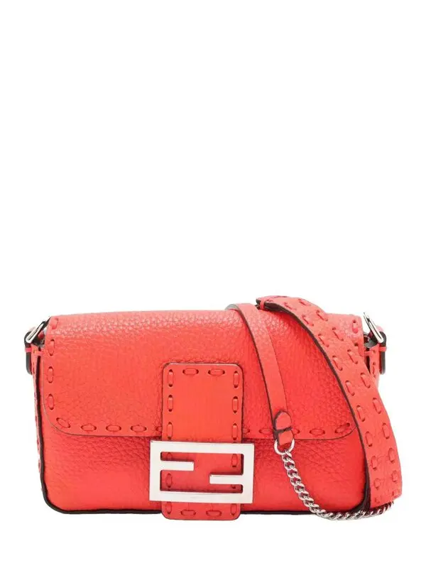 Fendi 2000-2010 Mini Leather Selleria Baguette Satchel - Red