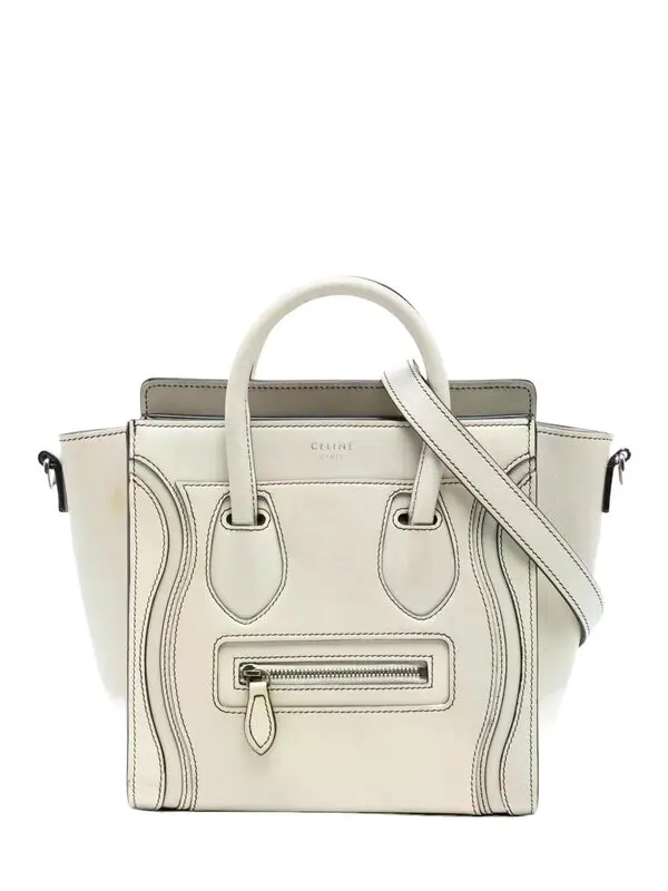 Celine 2016 Nano Leather Luggage Tote Satchel - White