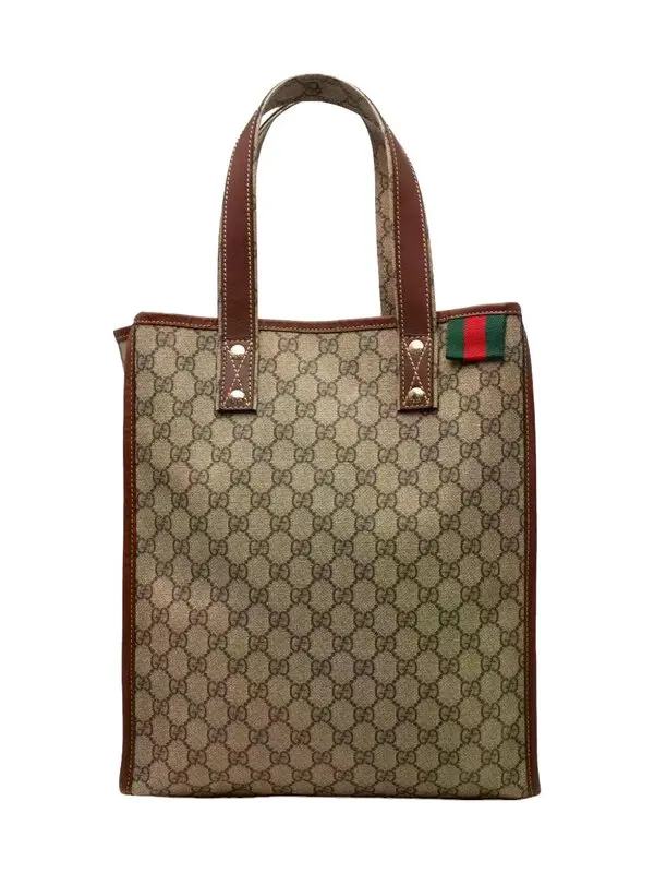 Gucci Gg Supreme Web Tote - Brown