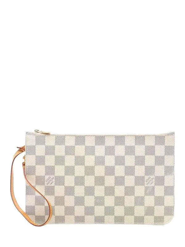 LOUIS VUITTON Damier Azur Neverfull Mm Pouch - White