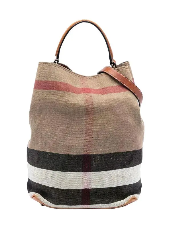 Burberry Mega Check Ashby Bucket Bag - Brown