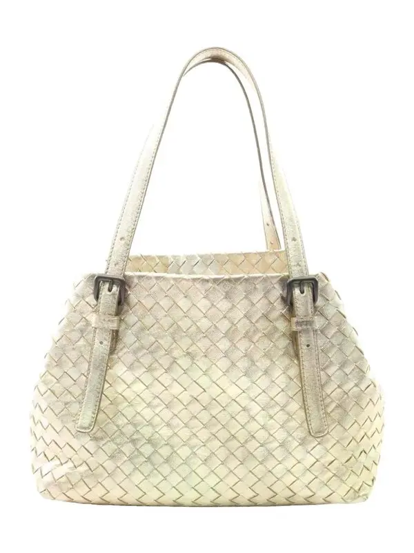 Bottega Veneta 2012-2026 Small Metallic Nappa Intrecciato Cesta Tote Bag - Gold