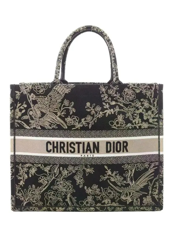 Dior 2022 Large Embroidered Book Tote Bag - Black
