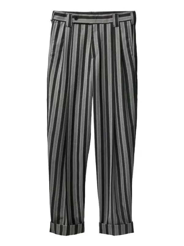 Versace Pinstriped Oversized Wool Pants - Black