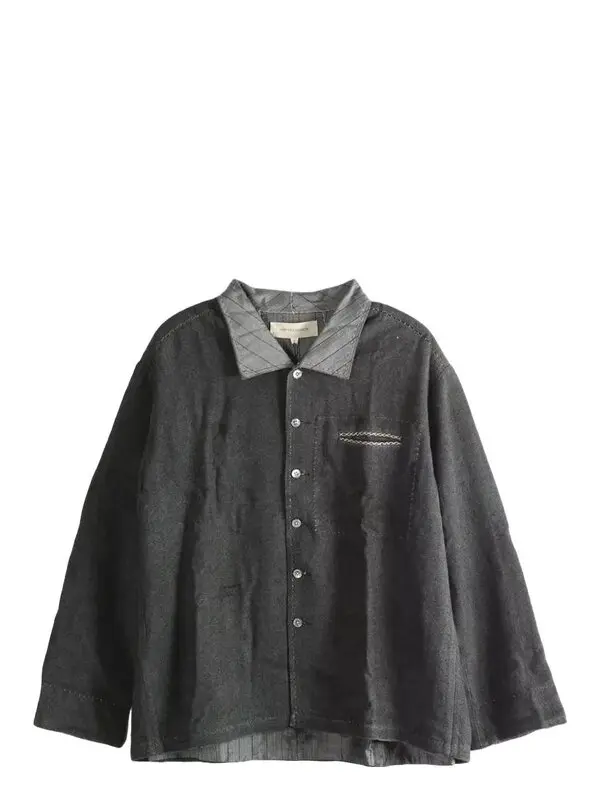 MUTEDANCE Chest-pocket Check-collar Shirt - Grey