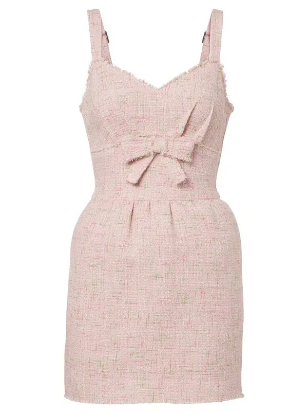 SHUSHU/TONG Bow-detail Cotton-blend Tweed Minidress - Pink