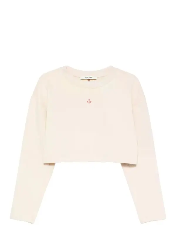 MERCI Anchor Print Cropped Sweatshirt - Neutrals