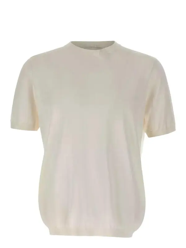 KANGRA Ribbed Short Sleeve Sweater - Neutrals