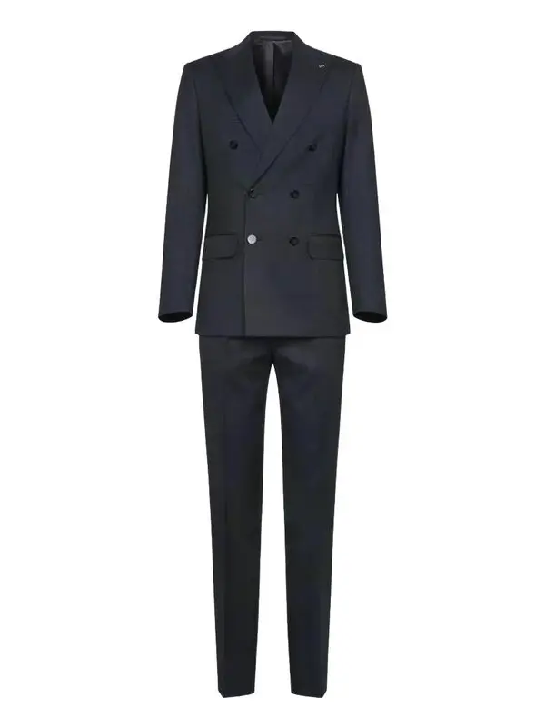 D4.0 Peak Lapels Double-breasted Suit - Blue