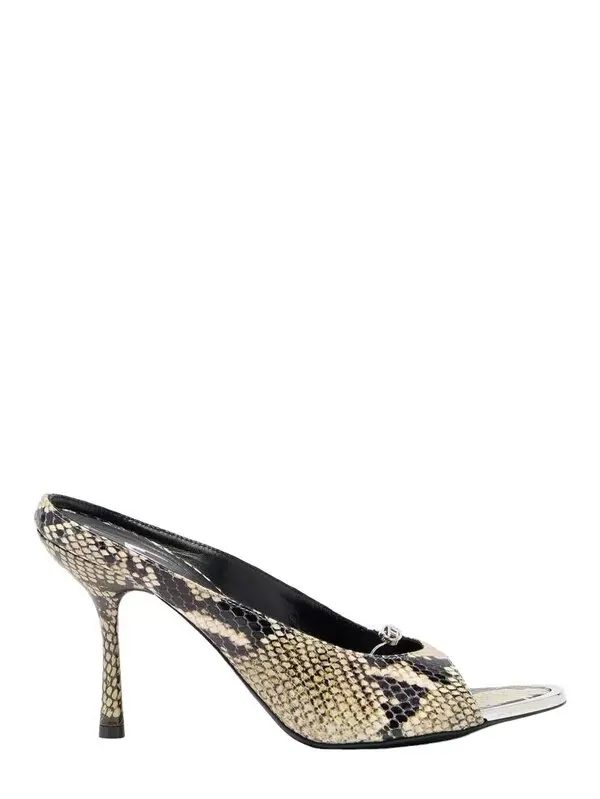 DIESEL® D-diam's Python-effect Heeled Mules - Neutrals