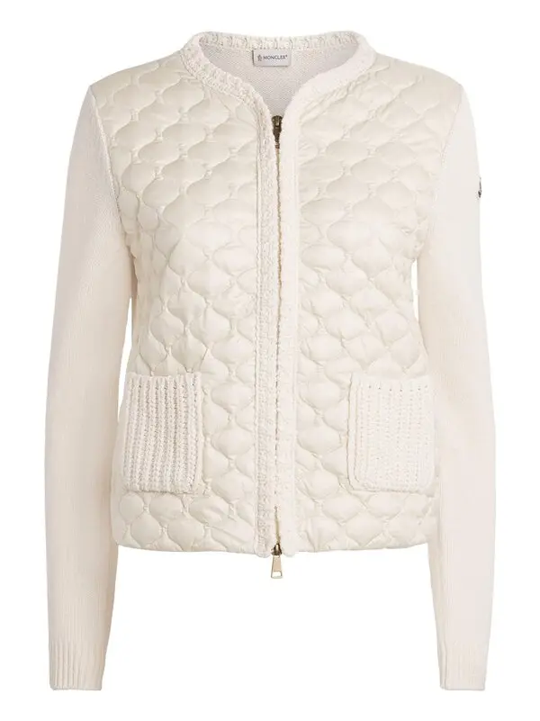 Moncler Quilted Down Cardigan - White