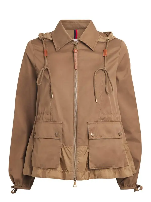 Moncler Gabardine Hooded Adenium Jacket - Beige
