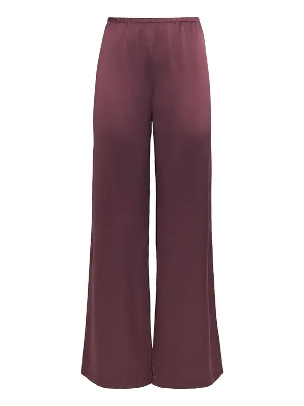 LESET Satin Wide-leg Trousers - Burgundy