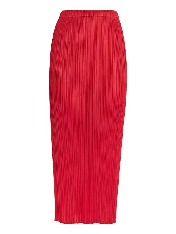 Issey Miyake Basics Pleated Midi Skirt - Red