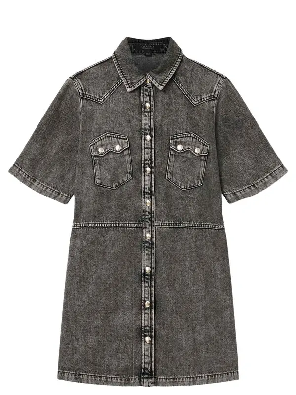 ALLSAINTS Denim Rock Mini Shirt Dress - Grey