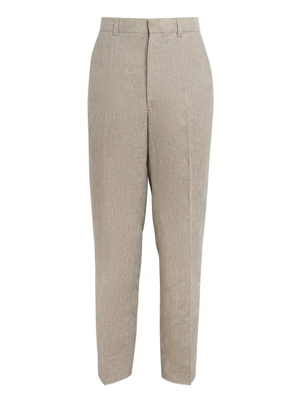 YVES SALOMON Linen Straight Trousers - Grey