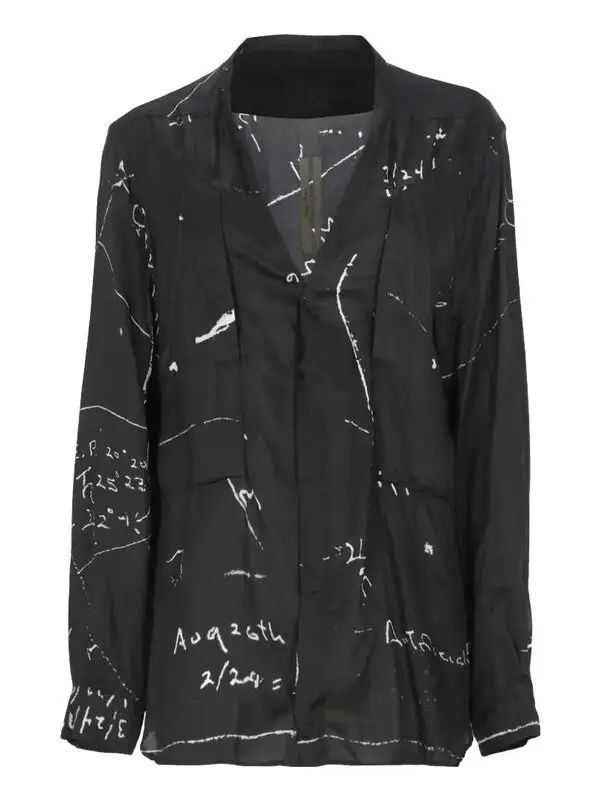 Rick Owens Printed V-neck Shirt - Black