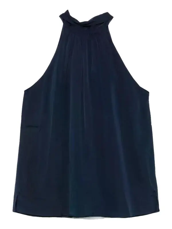 NOUVELLE SILK95FIVE Halterneck Blouse - Blue