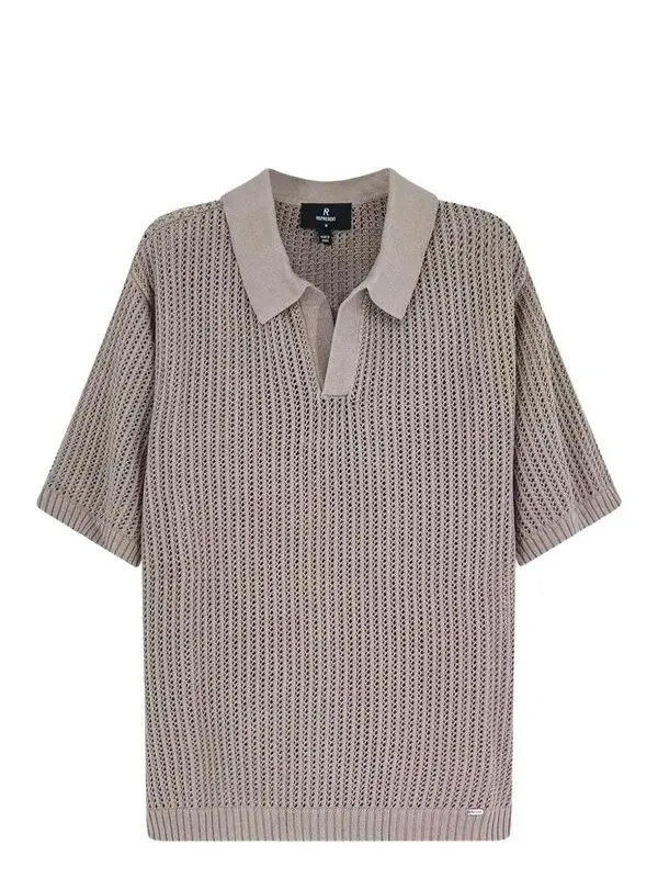 REPRESENT Open-knit Polo Shirt - Neutrals