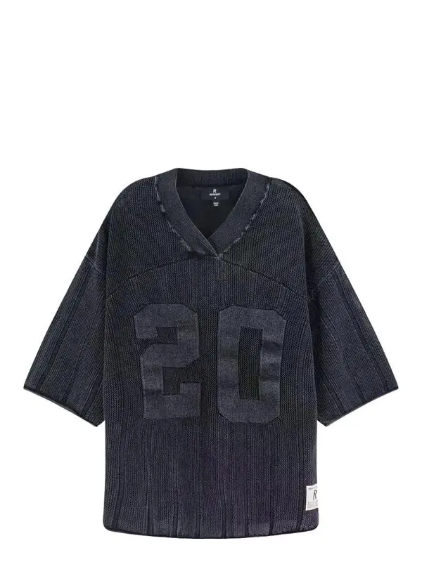 REPRESENT Ribbed V-neck Oversized T-shirt - Grey