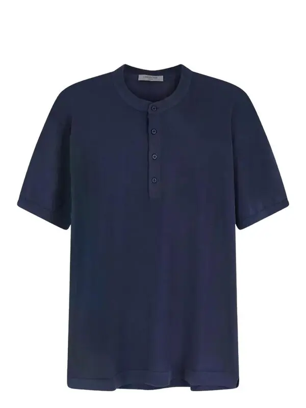 Corneliani Collarless Polo Shirt - Blue