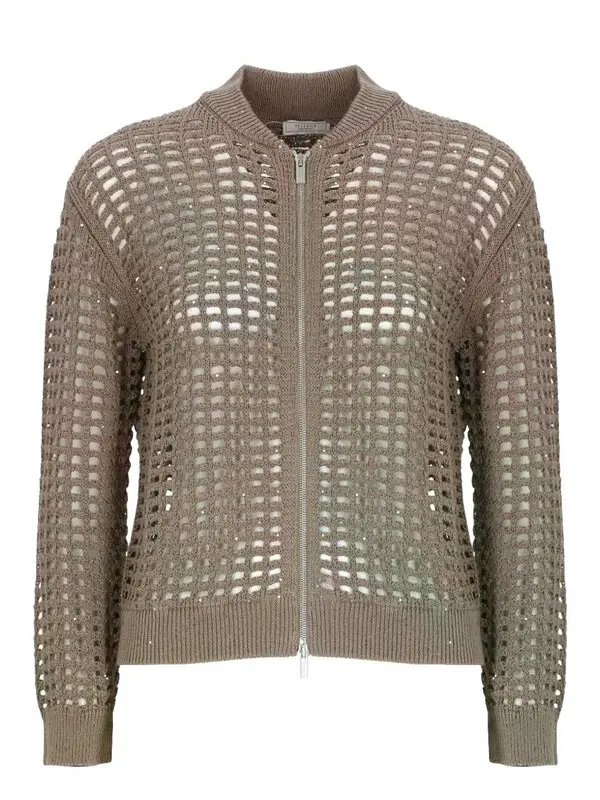 Peserico Open-knit Zip Cardigan - Brown