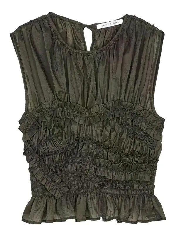 Cecilie Bahnsen Cbuphi Ruffled Ripstop Top - Green