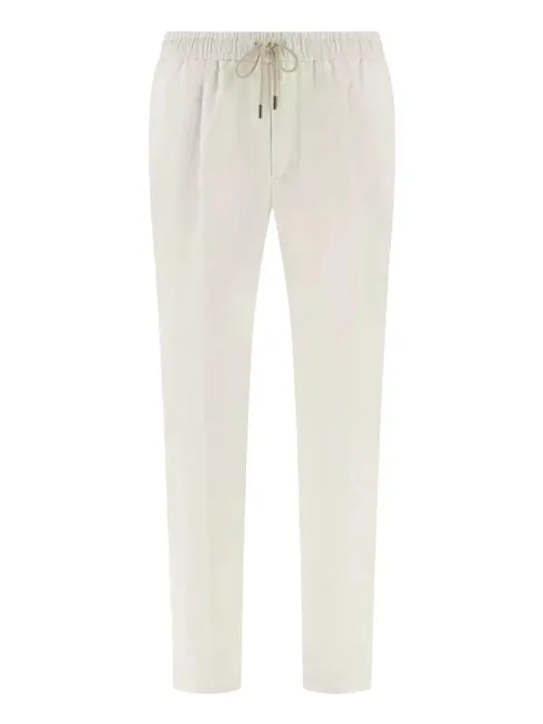 Boggi Milano City Drawstring Linen Trousers - White