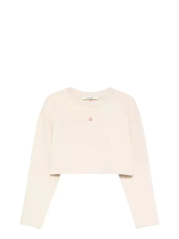 MERCI Anchor-print Cropped Sweatshirt - Neutrals