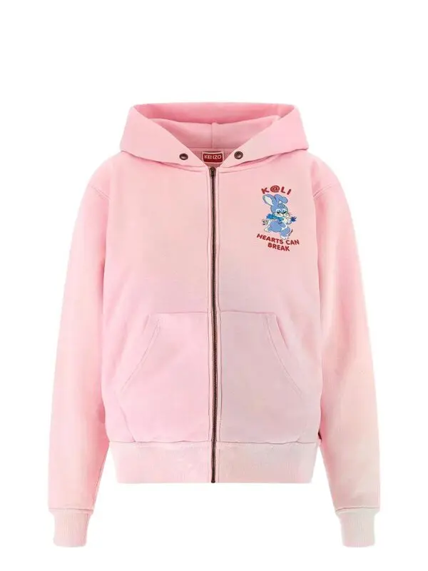 Kenzo Cartoon Print Zip Hoodie - Pink