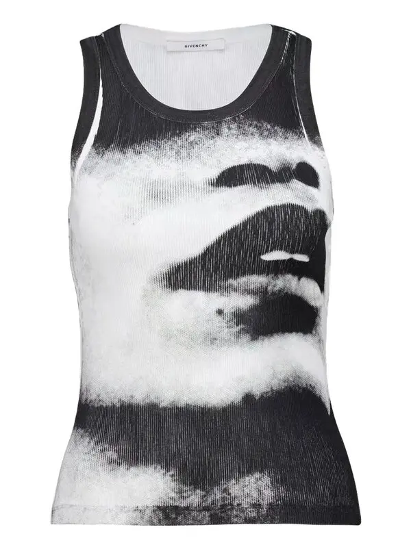 Givenchy Artistic-print Fitted Tank Top - Black