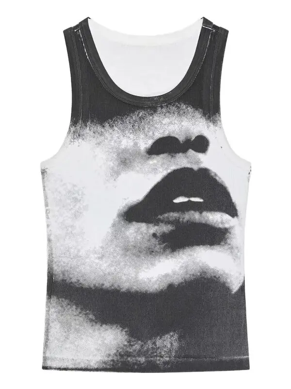 Givenchy Artistic-print Fitted Tank Top - Black