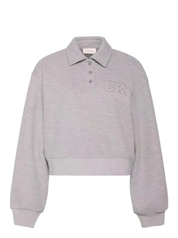 Calvin Klein Buttoned Logo-detail Polo Shirt - Grey