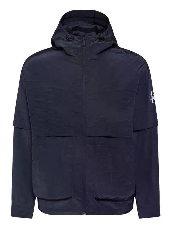 Calvin Klein Logo-print Hooded Jacket - Blue