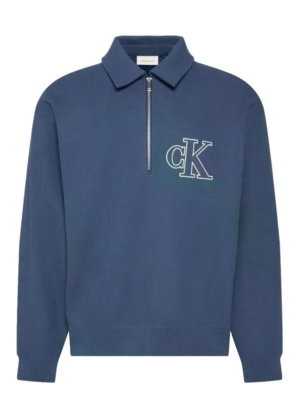 Calvin Klein Zip-fastening Logo-detail Polo Shirt - Blue