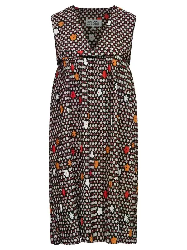 MAISON MARGIELA V-neck Floral-print Mini Dress - Red