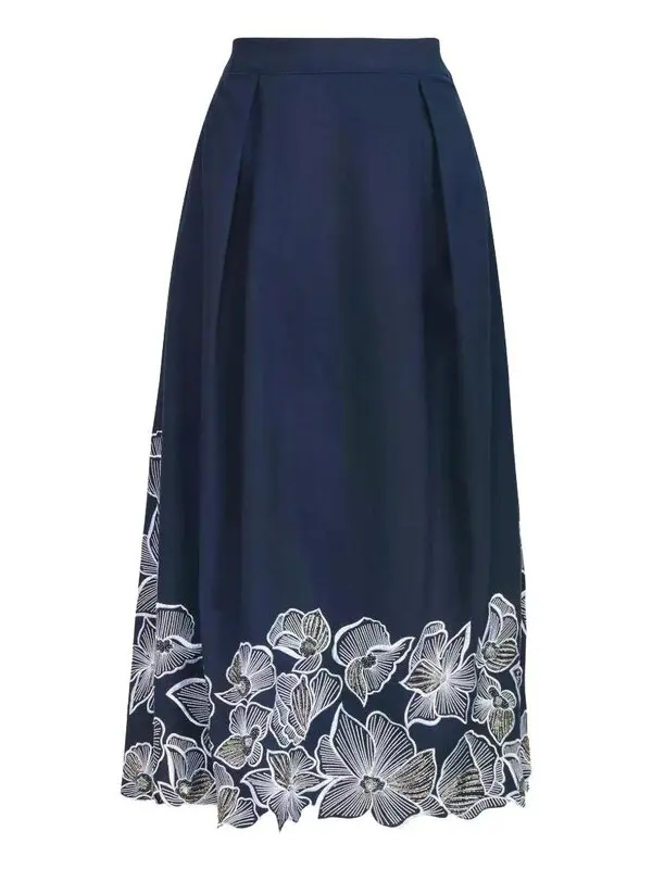 TOCCIN Stacy Floral Midi Skirt - Blue