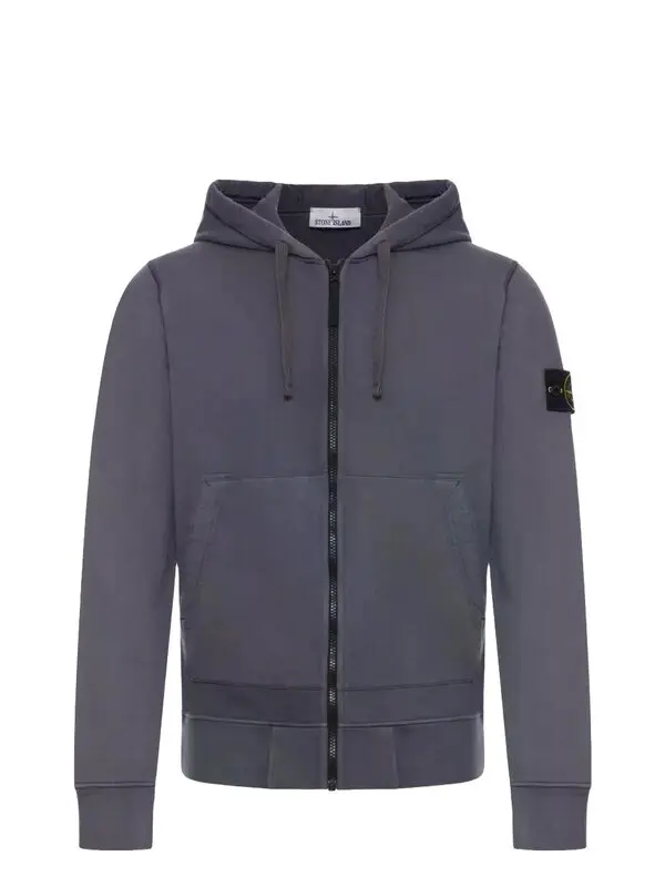 Stone Island Compass Badge Zip-up Hoodie - Grey