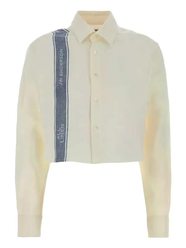 JW Anderson Cropped Stripe-detail Shirt - Neutrals