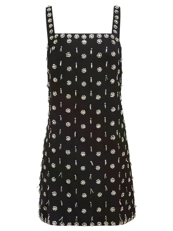 TOCCIN Hand-beaded Mini Shift Dress - Black