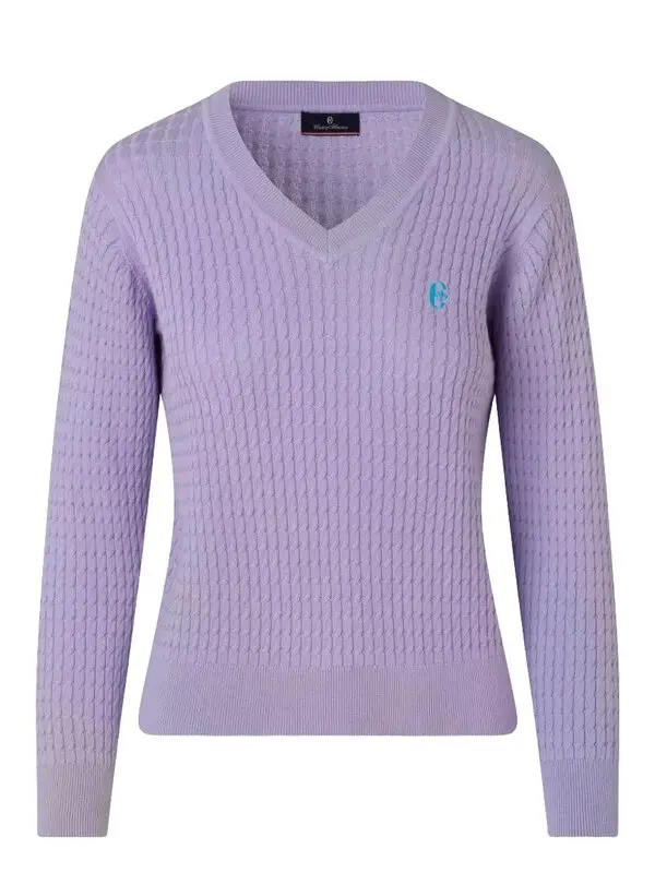 CONTE OF FLORENCE V-neck Textured Sweater - Purple