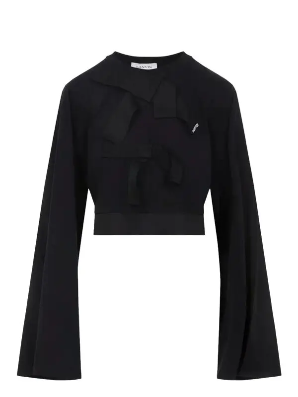 LANVIN Bow Long-sleeve Top - Black