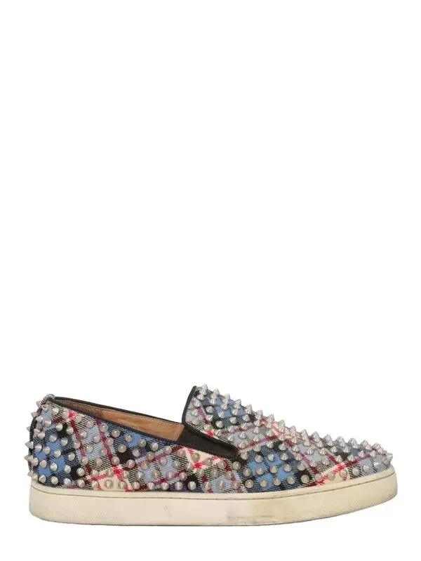 CHRISTIAN LOUBOUTIN Tartan-pattern Studded Sneakers - Blue