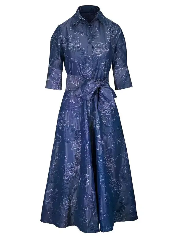 SARA ROKA Floral-pattern Shirt Dress - Blue