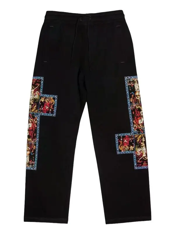 PLEASURES Graphic-print Trousers - Black