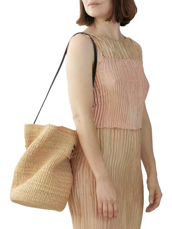 INES BRESSAND Raffia Bucket Bag - Neutrals