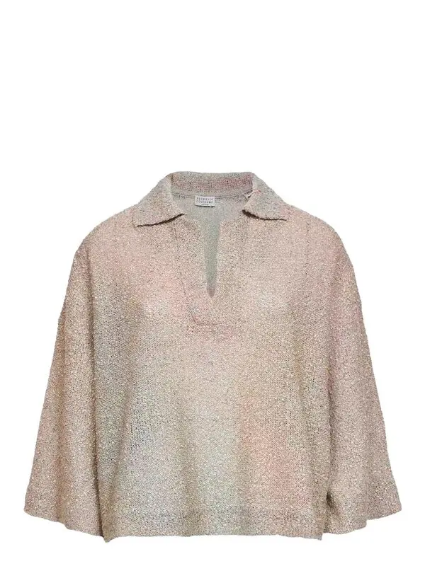 Brunello Cucinelli Sequin-embroidered V-neck Top - Neutrals