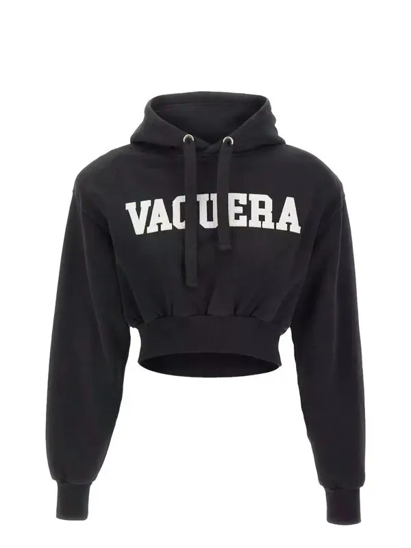 Vaquera Logo Cropped Hoodie - Black