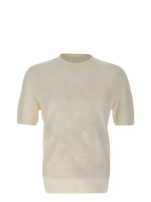 GRAN SASSO Woven Design Short Sleeve Sweatshirt - Neutrals