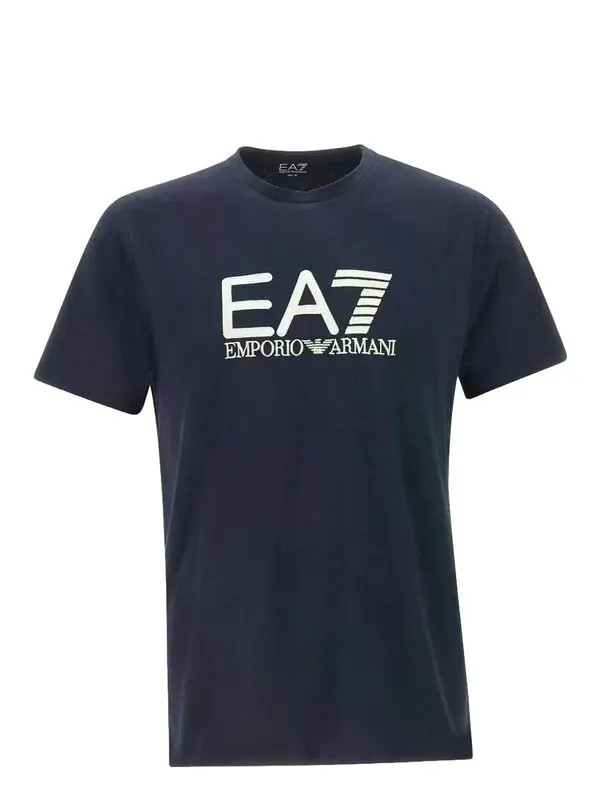 EA7 Core Identity Embroidered-logo T-shirt - Blue